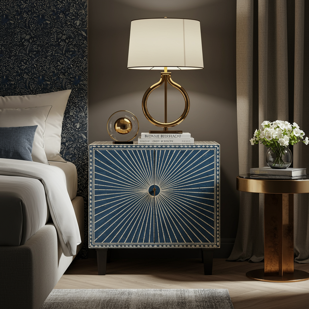 Bone Inlay Bedside: Small room, big impact: using bone inlay furniture ...