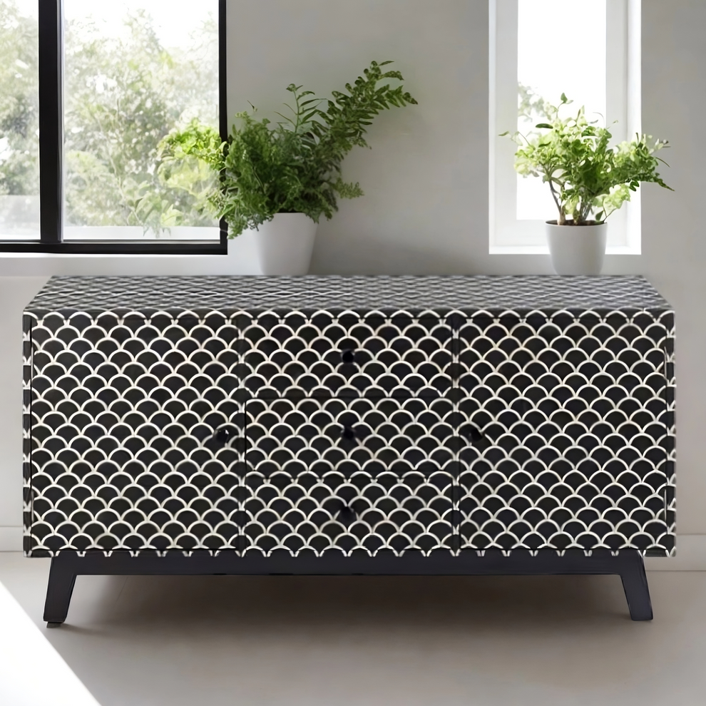 Bone Inlay fish scale TV unit – Menthome USA
